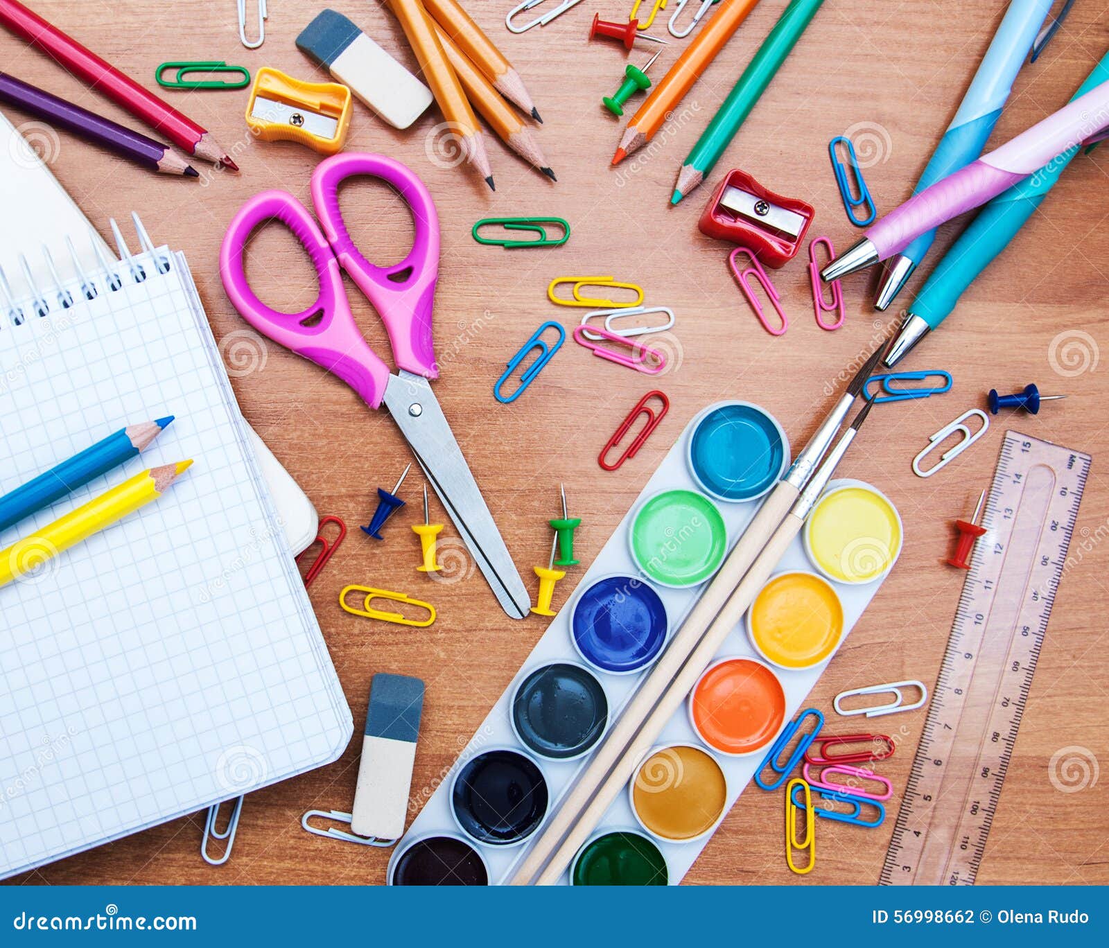 Assortment of Various School Items Stock Photo - Image of color ...