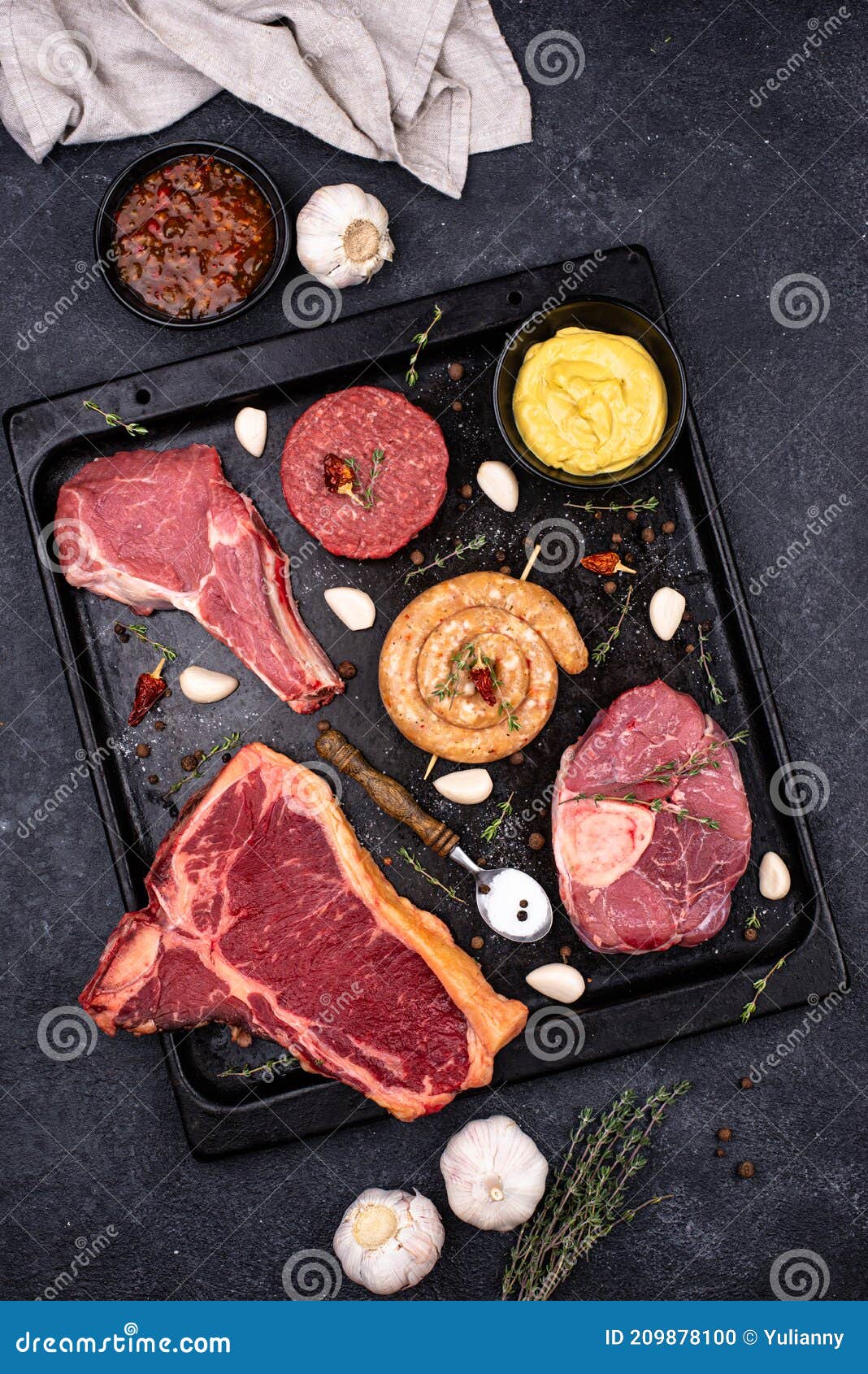 Assortment of Various Types of Meat Stock Photo - Image of knife ...