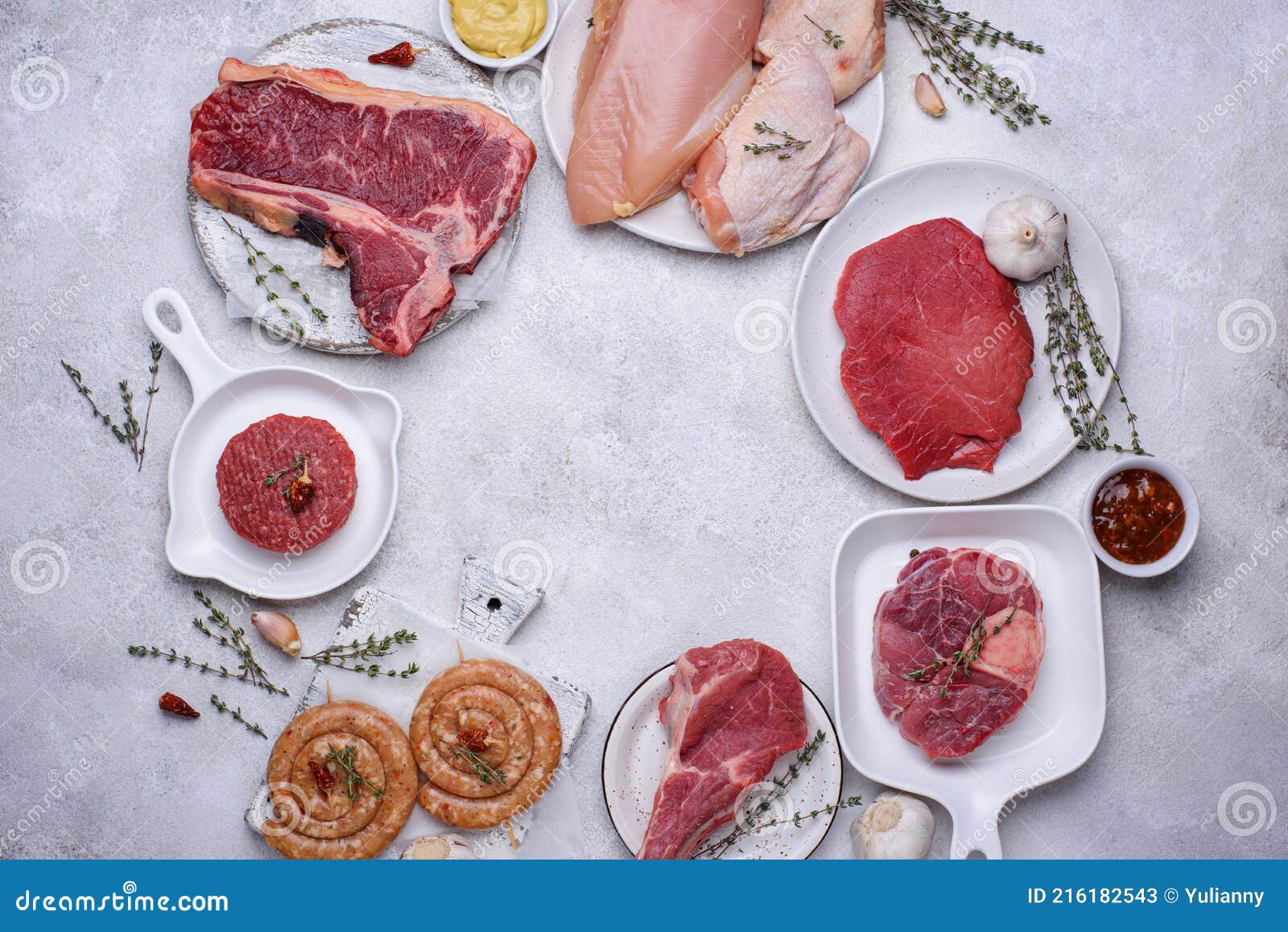 Assortment of Various Types of Meat Stock Image - Image of knife, veal ...