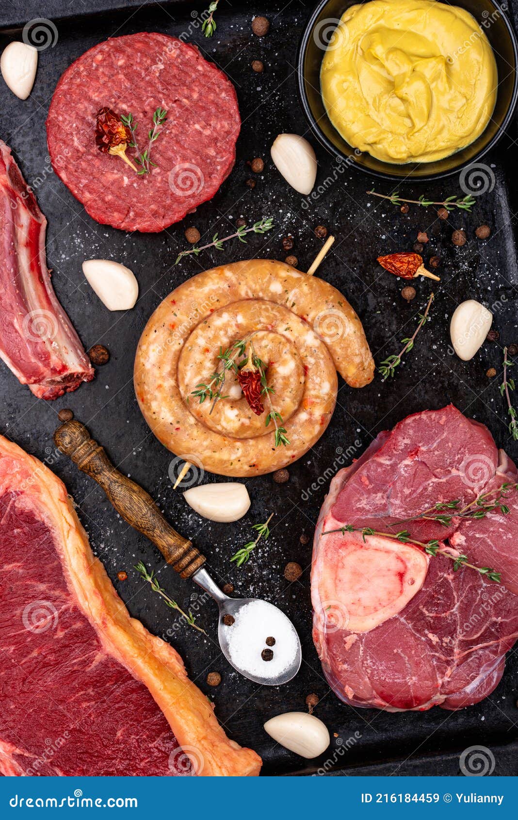 Assortment of Various Types of Meat Stock Image - Image of tbone ...