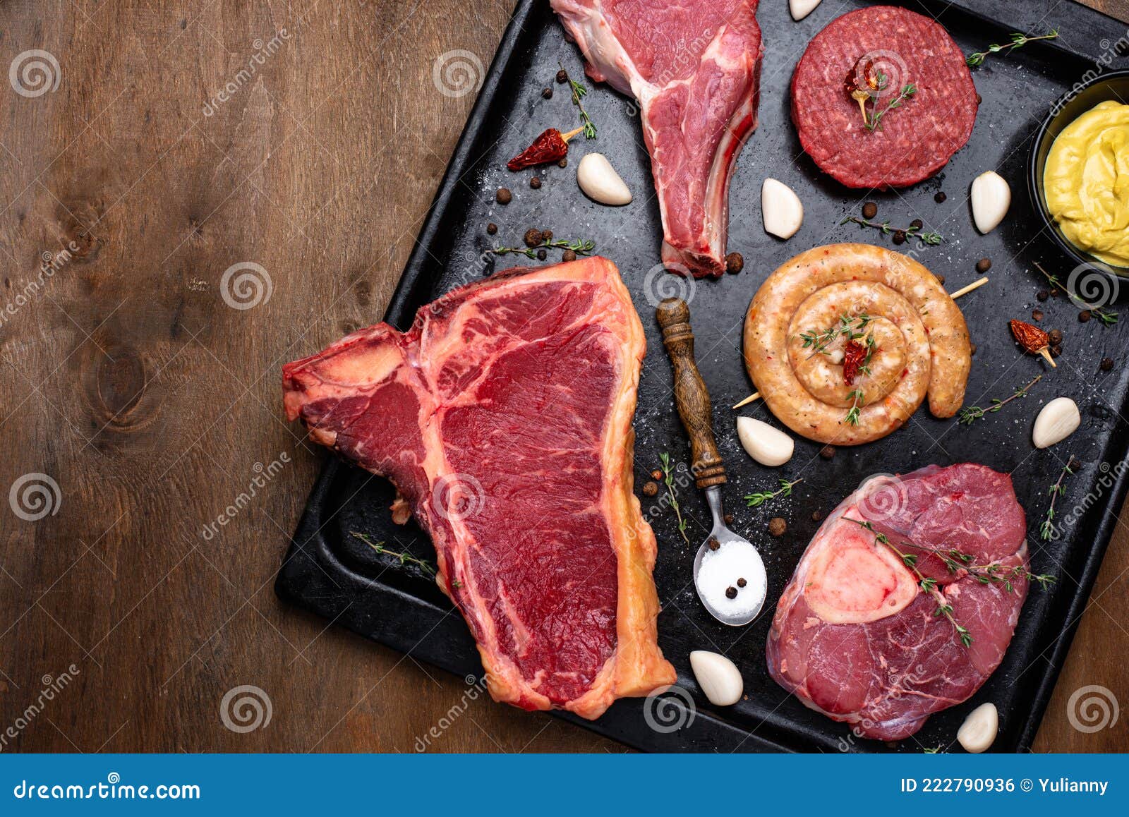 Assortment of Various Types of Meat Stock Photo - Image of garlic ...
