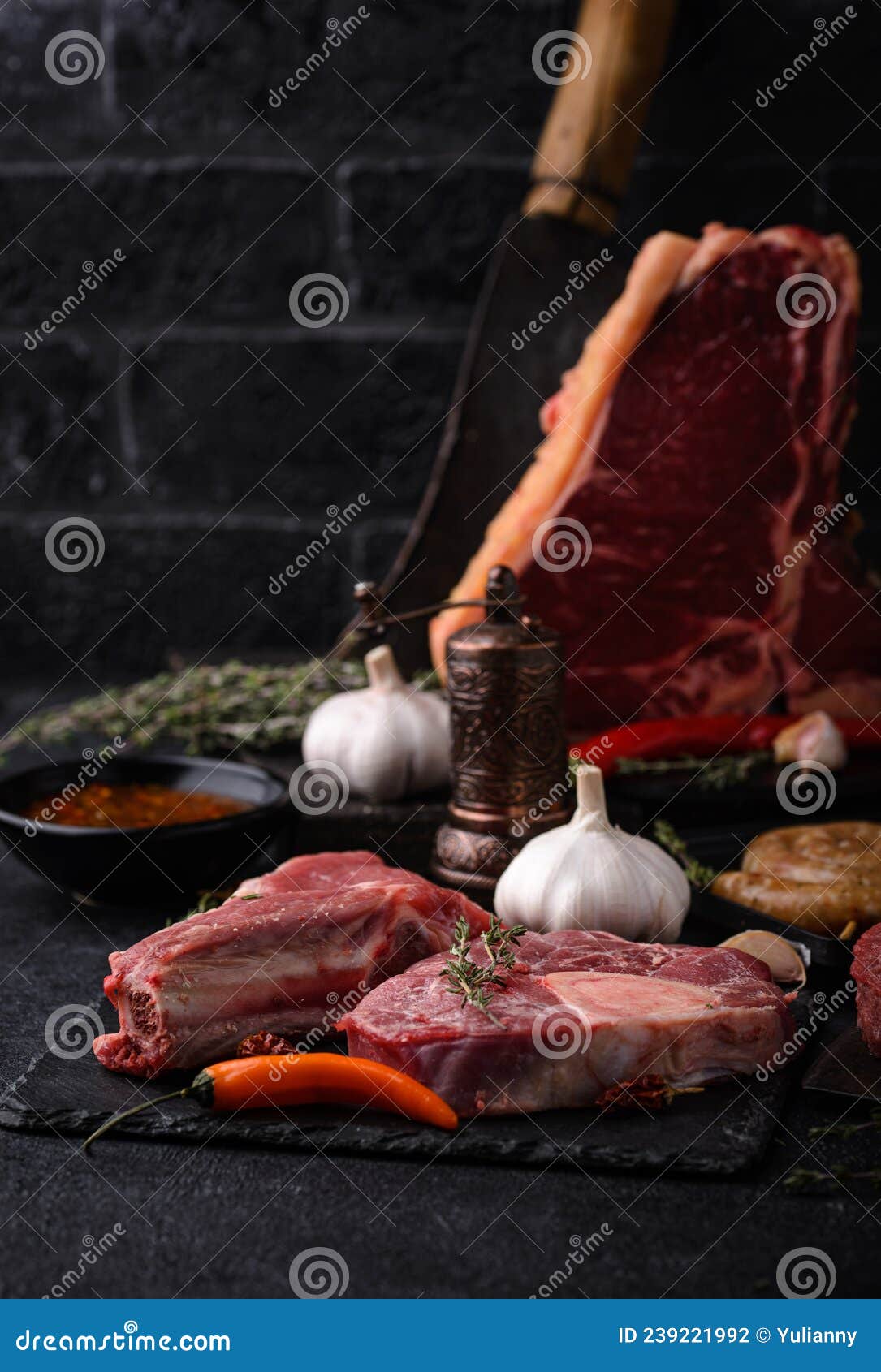 Assortment of Various Types of Meat Stock Photo - Image of fillet ...