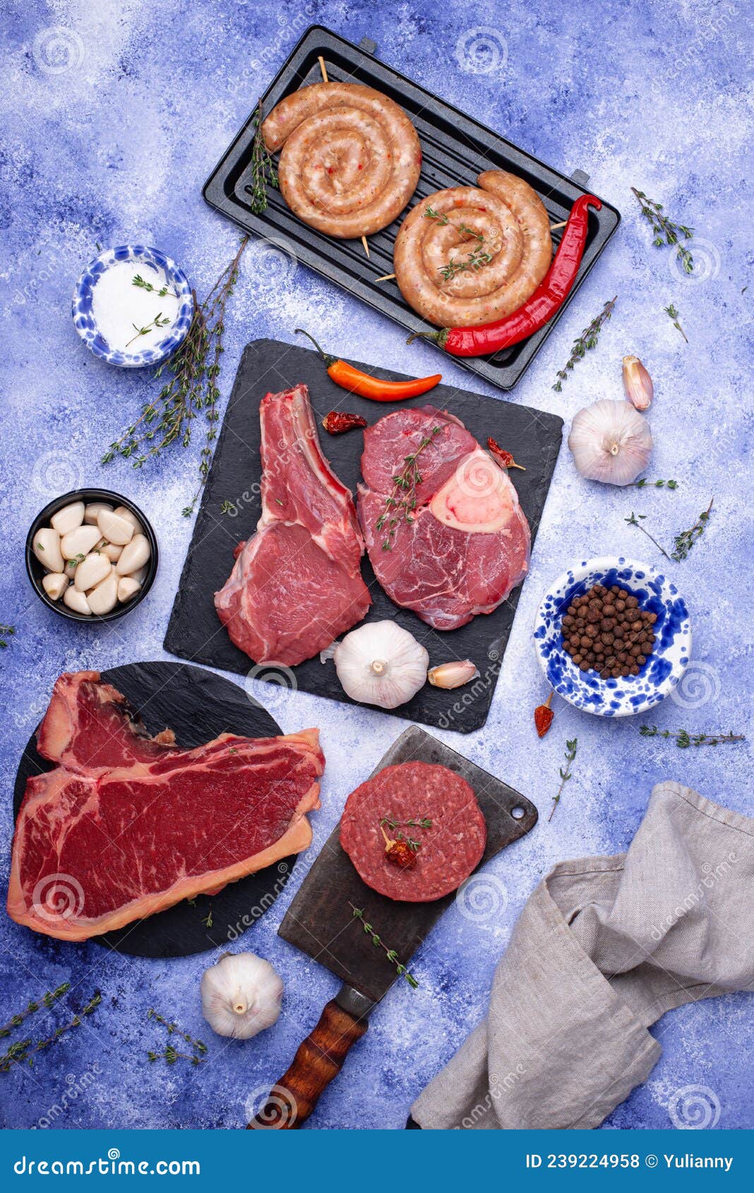 Assortment of Various Types of Meat Stock Photo - Image of tbone ...