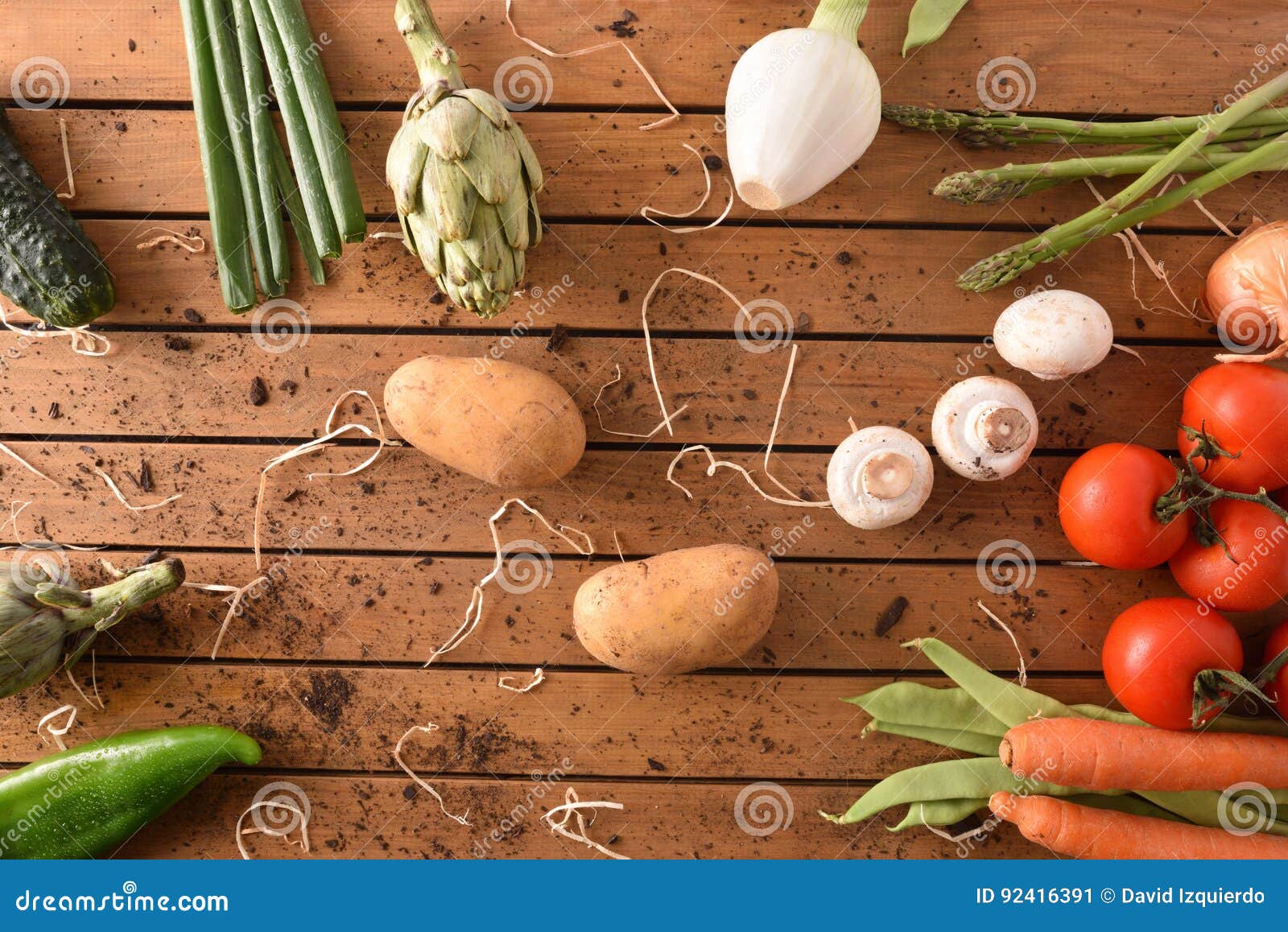 Assortment Vegetables on Wood Table Top View Stock Image - Image of ...