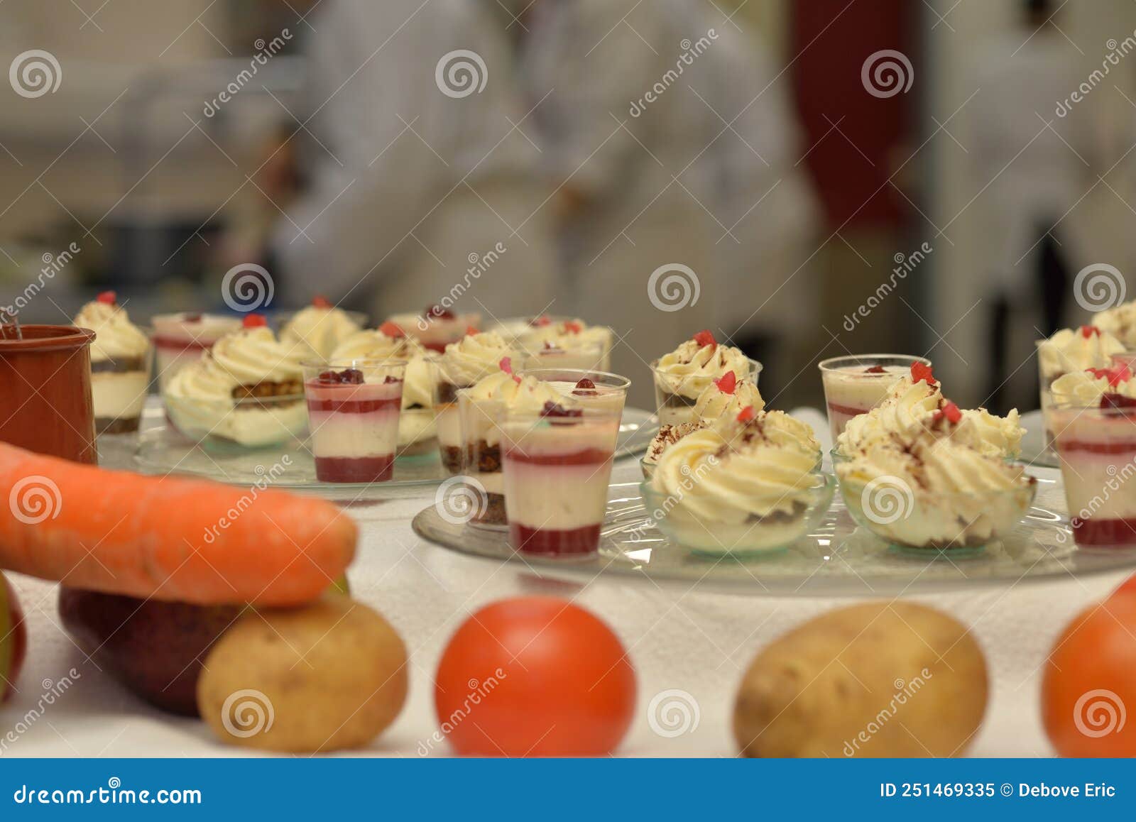 Assortment of Verrines with Cooks in the Background Stock Image - Image ...