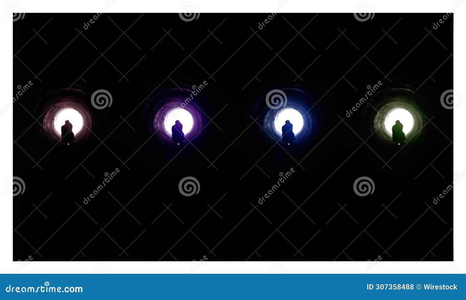 A Group of Light is Glowing in Different Colors and Sizes Stock Photo ...