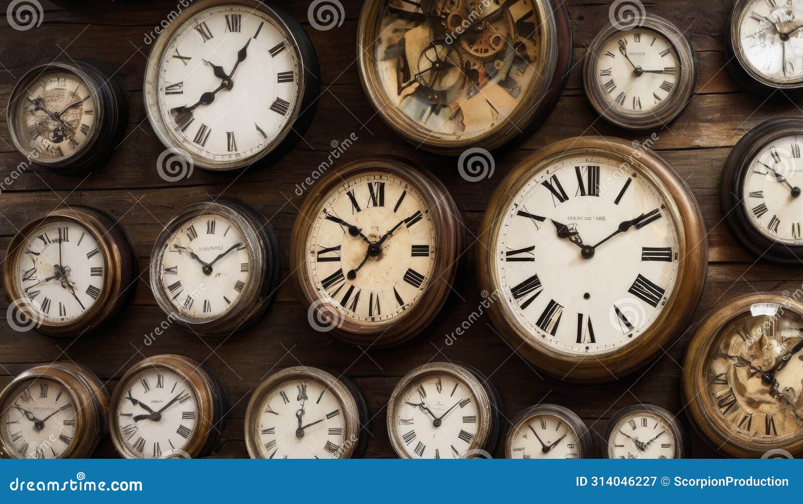 Assortment of Vintage Clocks Stock Image - Image of wall, vintage ...