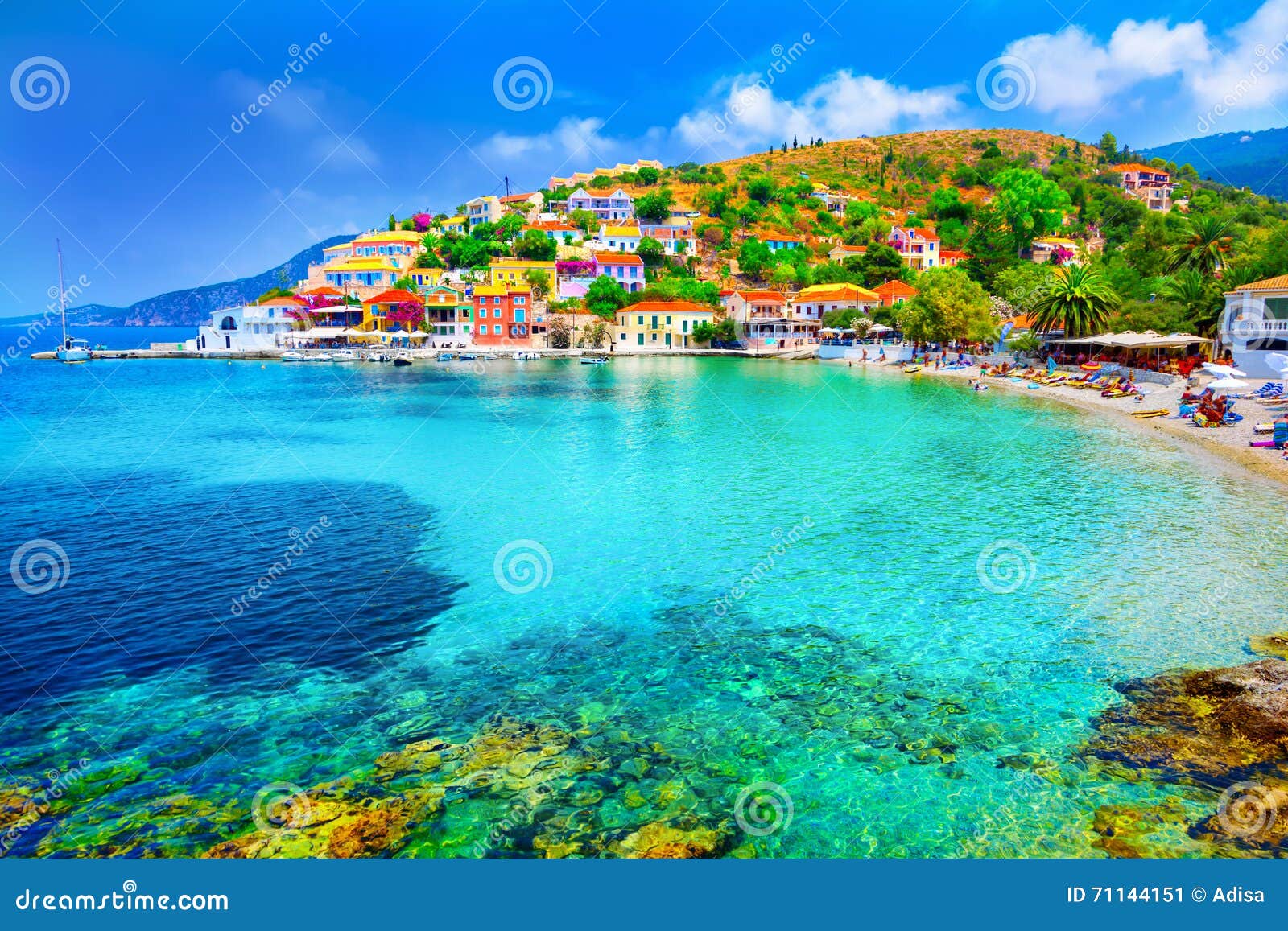 Assos beach stock image. Image of ionian, color, cloud - 71144151