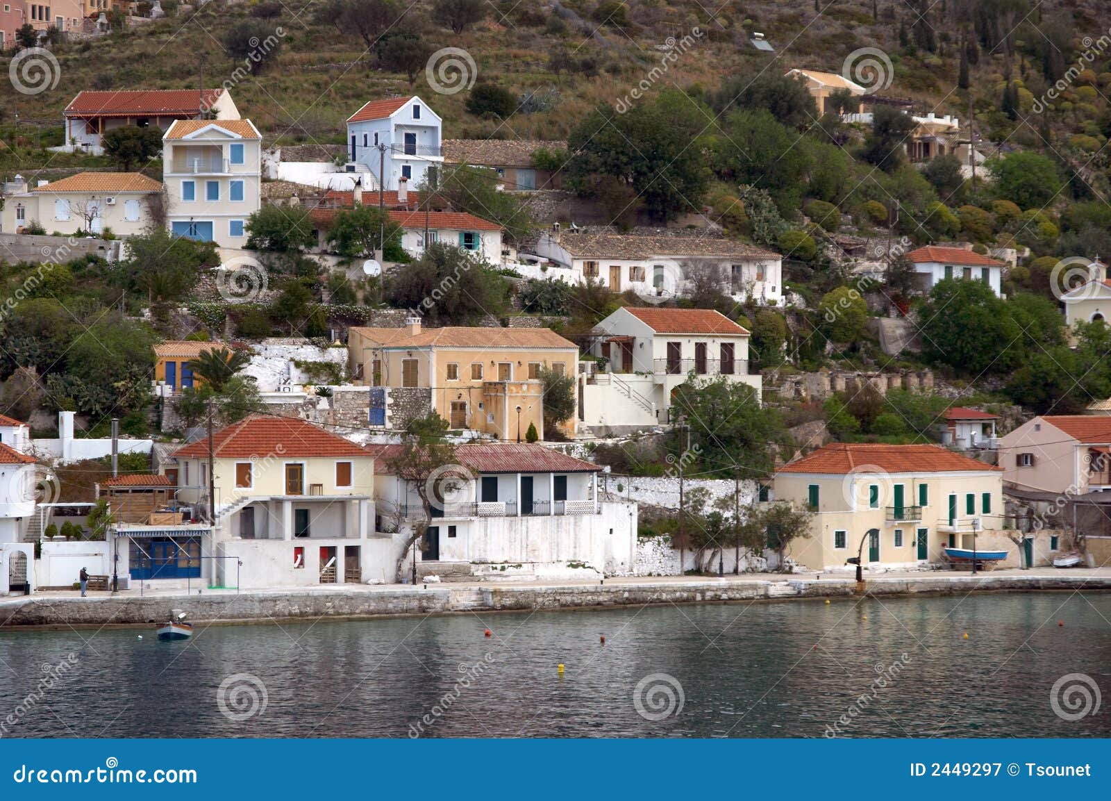Assos Village in Cephalonia Stock Image - Image of beach, tourism: 2449297