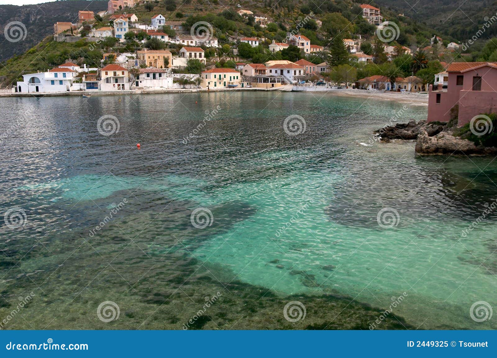 Assos Village in Cephalonia Stock Image - Image of ionian, cyan: 2449325