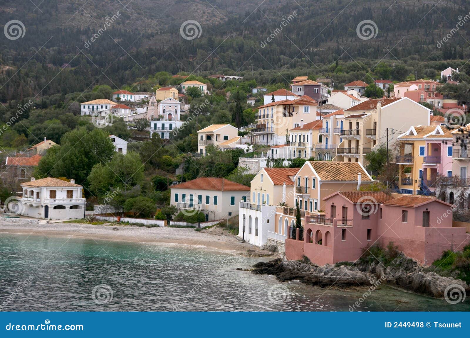 Assos Village in Cephalonia Stock Photo - Image of traditional, summer ...