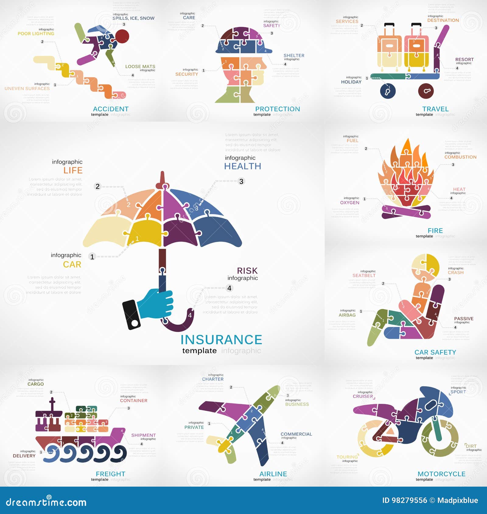 Assurance Infographic illustration de vecteur. Illustration du accident ...