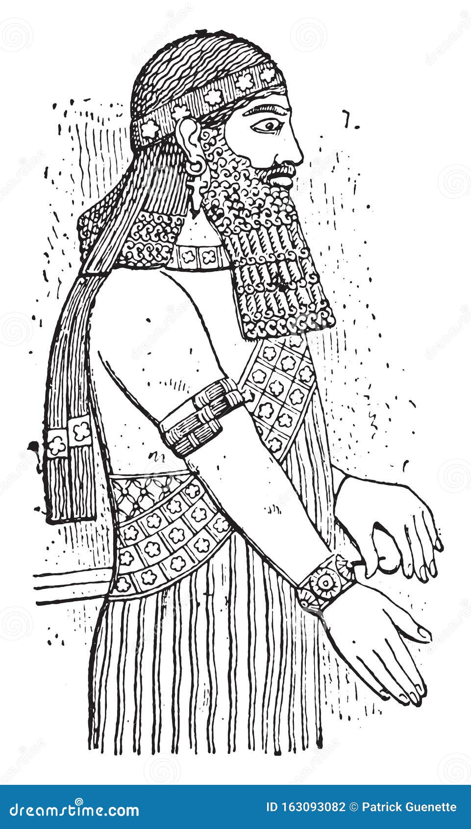 Assyrian, Vintage Engraving Stock Vector - Illustration of antique ...