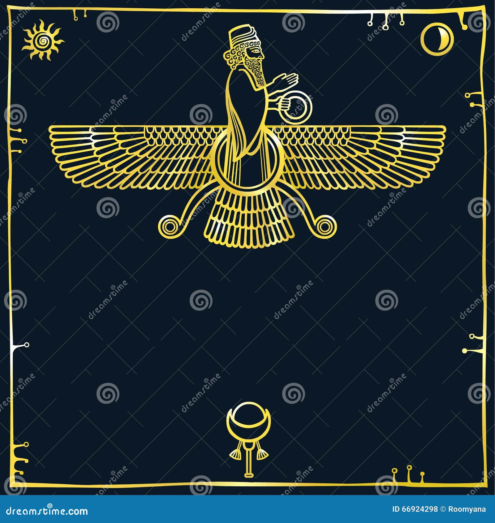 Assyrian winged god. stock illustration. Illustration of brilliant ...