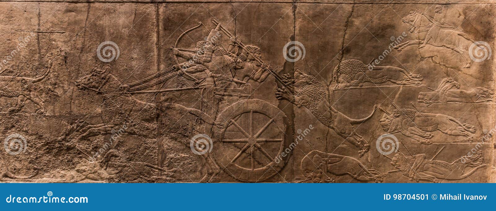 Assyrisk Triumfvagn Under Lejonjakten Redaktionell Bild - Bild av ...