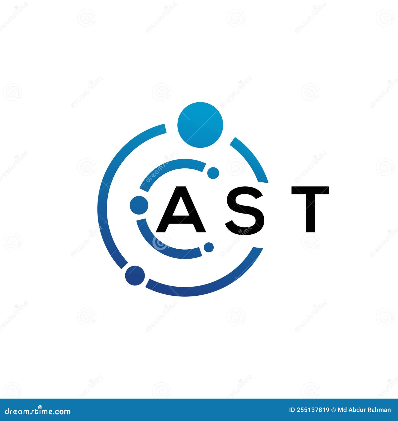 AST Letter Logo Design on Black Background. AST Creative Initials ...