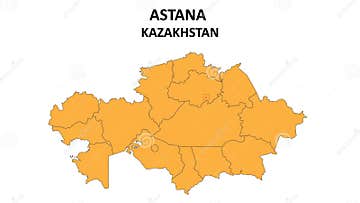Astana Map in Kazakhstan. Vector Map of Kazakhstan. Regions Map of ...