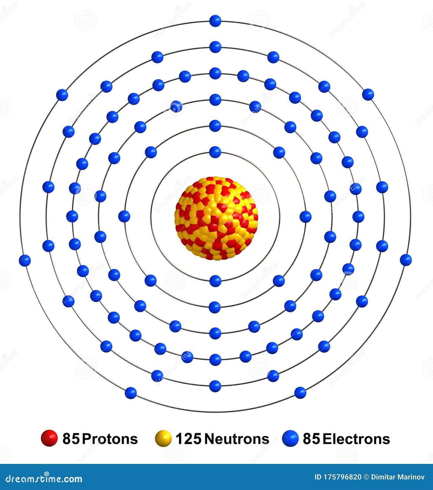 Astatine stock illustration. Illustration of atoms, chemistry - 175796820
