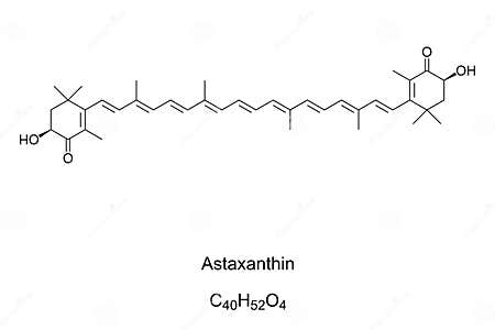 Astaxanthin, Red Coloring Pigment, Chemical Formula and Structure Stock ...
