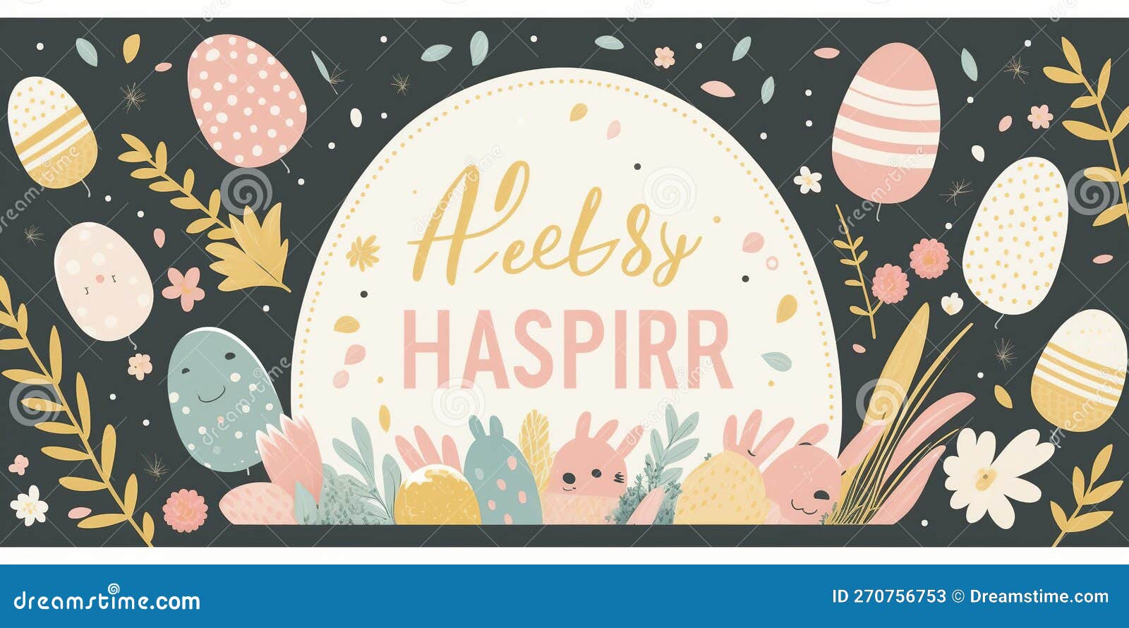 Aster Banner. Trendy Easter Design with Hand Painted Strokes and Dots ...