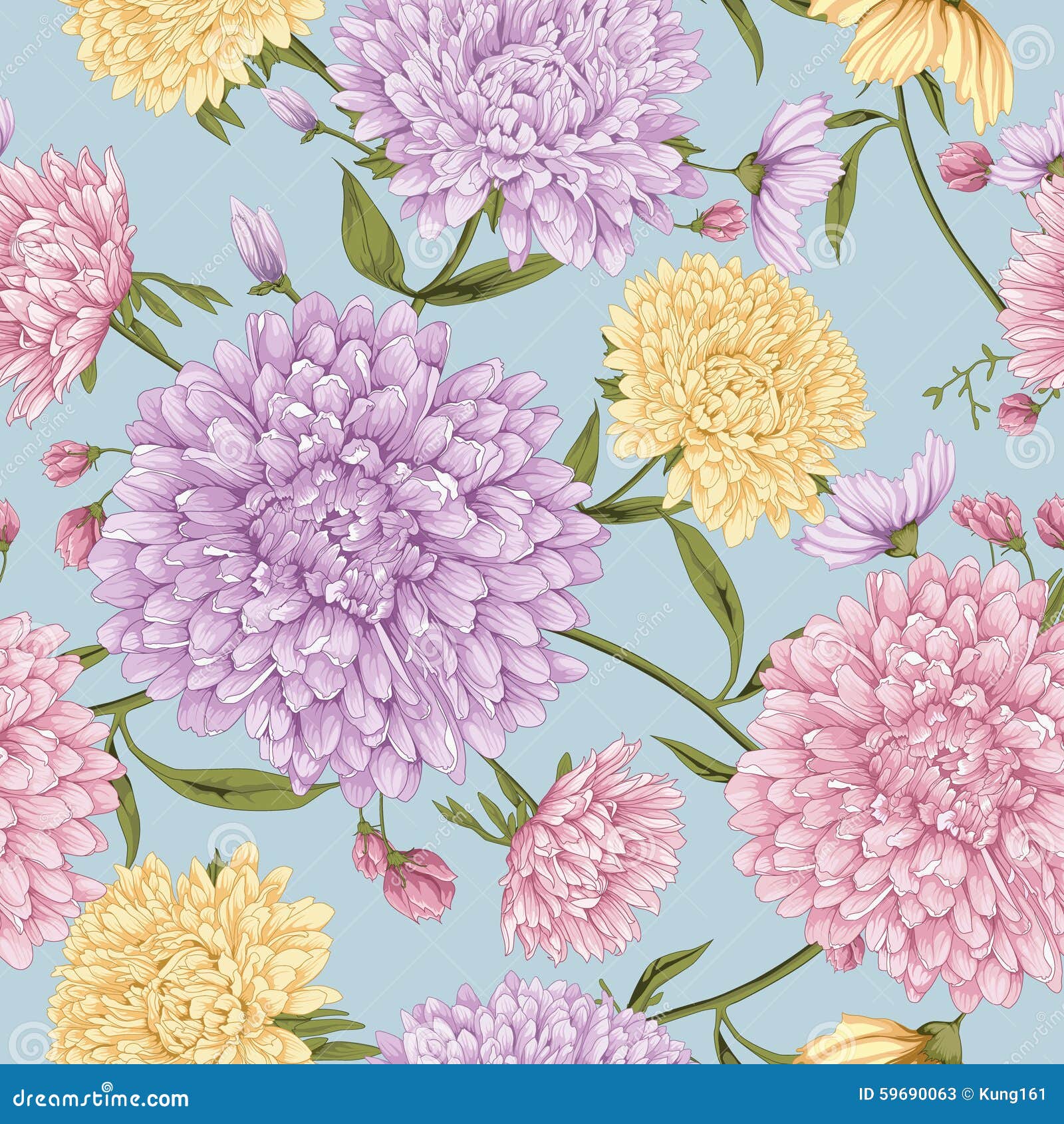 Aster Flower Blossom Pattern Stock Vector - Illustration of colorful ...