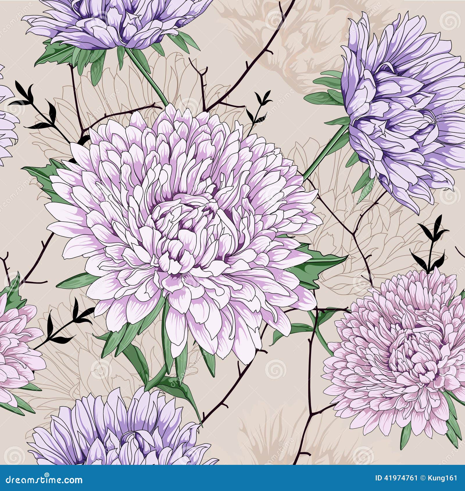 Aster flower stock vector. Illustration of seamless, flower - 41974761