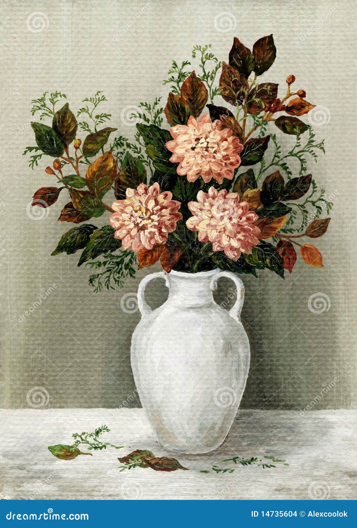 Asteres en un jarro blanco stock de ilustración. Ilustración de aster ...