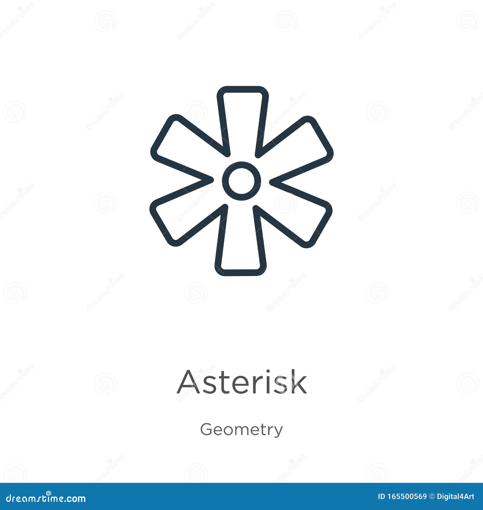 Asterisk Icon. Thin Linear Asterisk Outline Icon Isolated on White ...