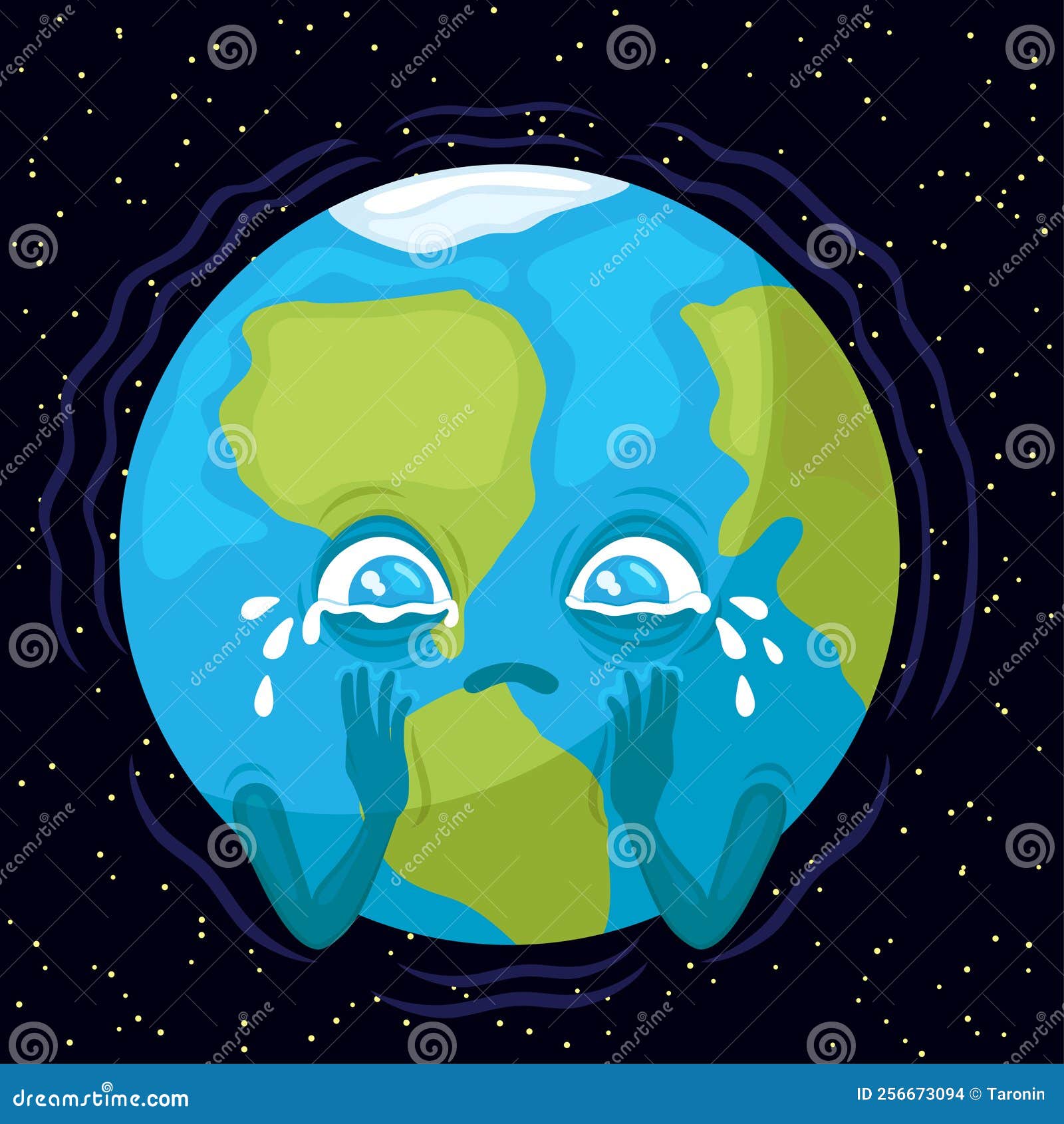 Planet Earth is crying. stock vector. Illustration of stars - 256673094