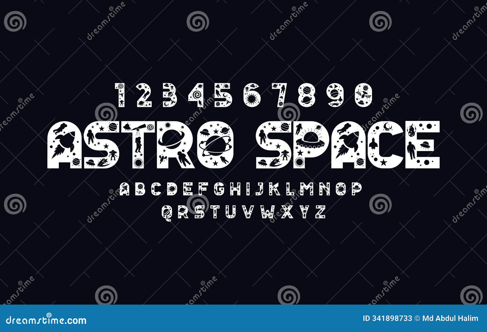 Asteroid Alphabet Font Vector Abstract Space Typography Concept for ...