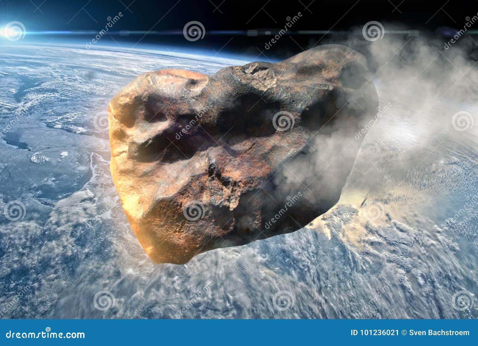 Asteroid Approaches the Earth Stock Image - Image of earth, destroy ...
