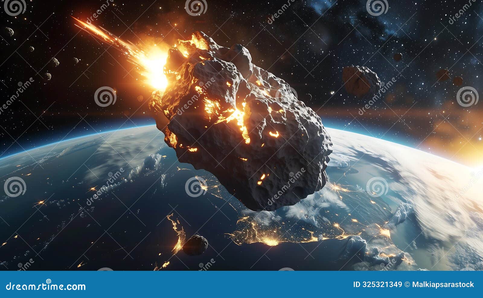 Earth S Collision with Asteroid in Space Astronomy Catastrophe Space ...