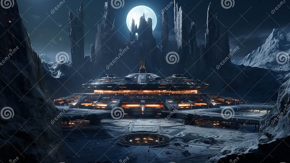 Asteroid Base a Secret Space Base Built into a Giant A_001 Stock ...