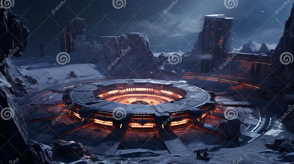 Asteroid Base a Secret Space Base Built into a Giant A_008 Stock ...