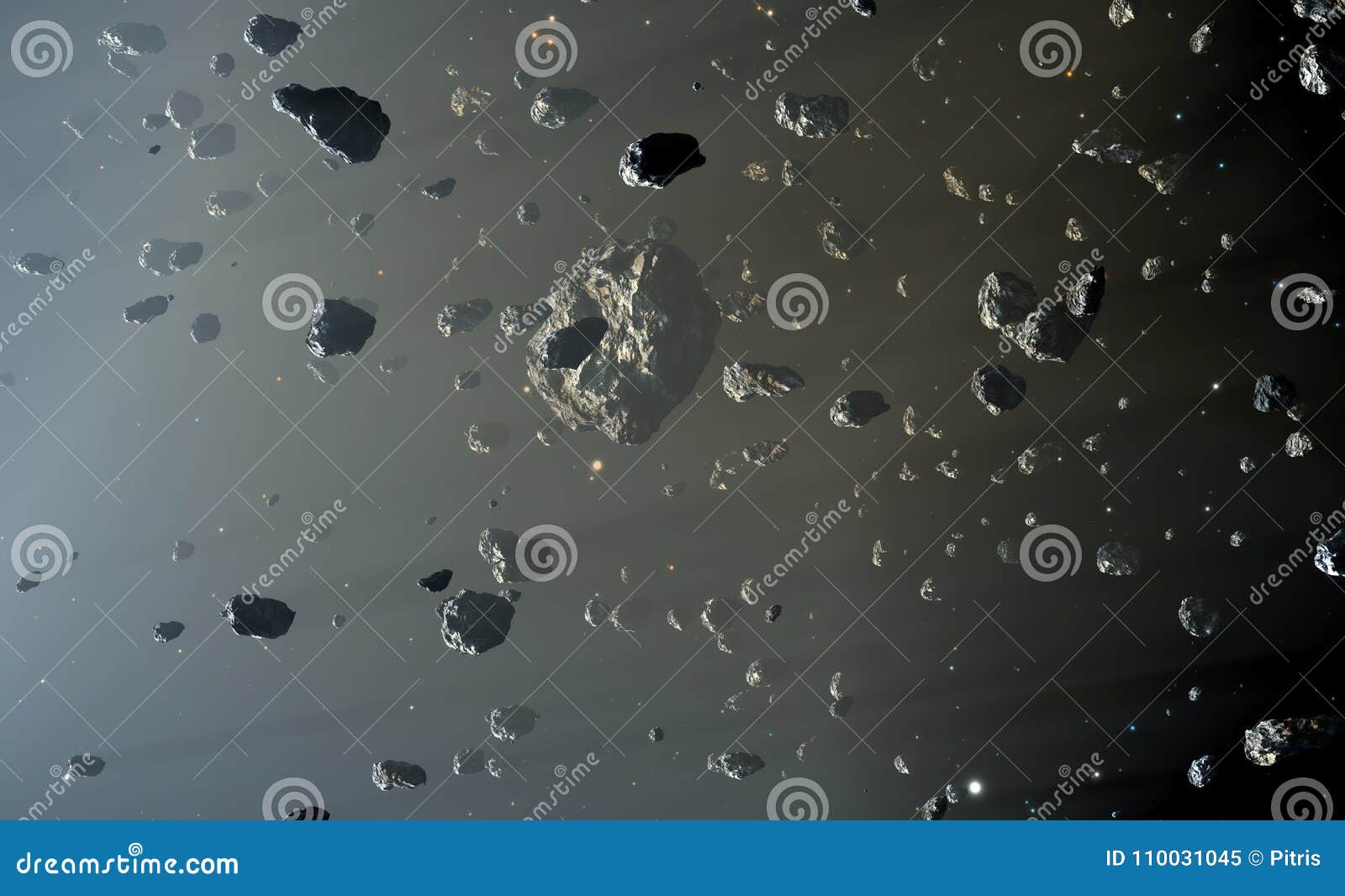 Asteroid Belt. Located between the Orbits of Mars and Jupiter Stock ...