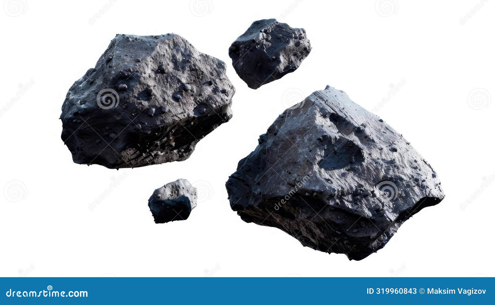Asteroid Cluster Isolated on White Background, Generative AI Stock ...