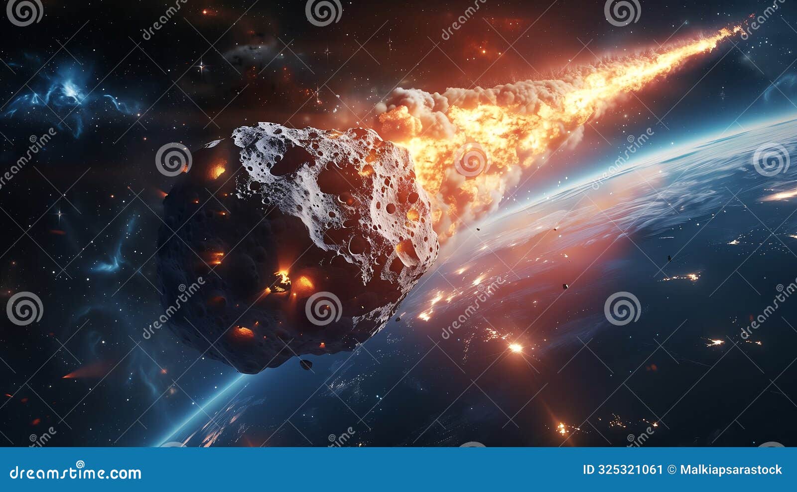 An Asteroid is Colliding with the Earth in Space Causing a Major Event ...