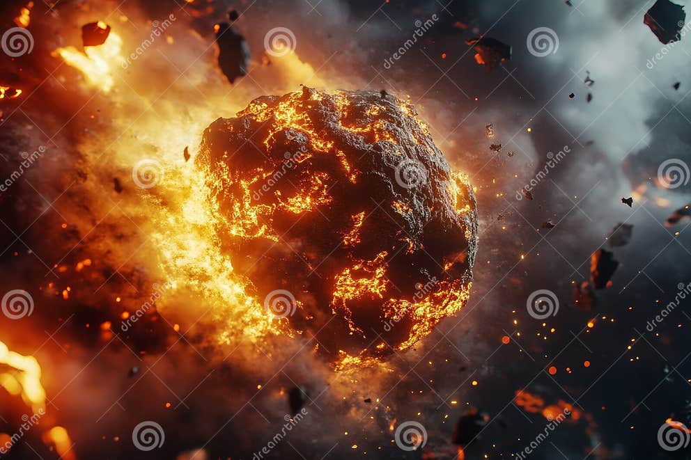 Asteroid Collision with Earth a 3d Rendering of Meteor Impact and Its ...
