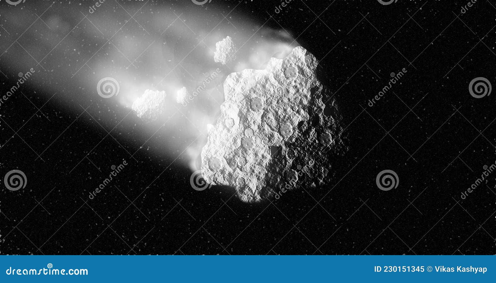 An Asteroid, a Comet, End of the World. a Meteorite Falls To the Ground ...