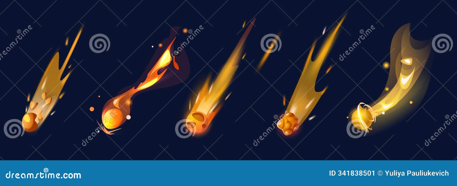 Asteroid Comet Fall on High Speed with Fire Trail Stock Illustration ...