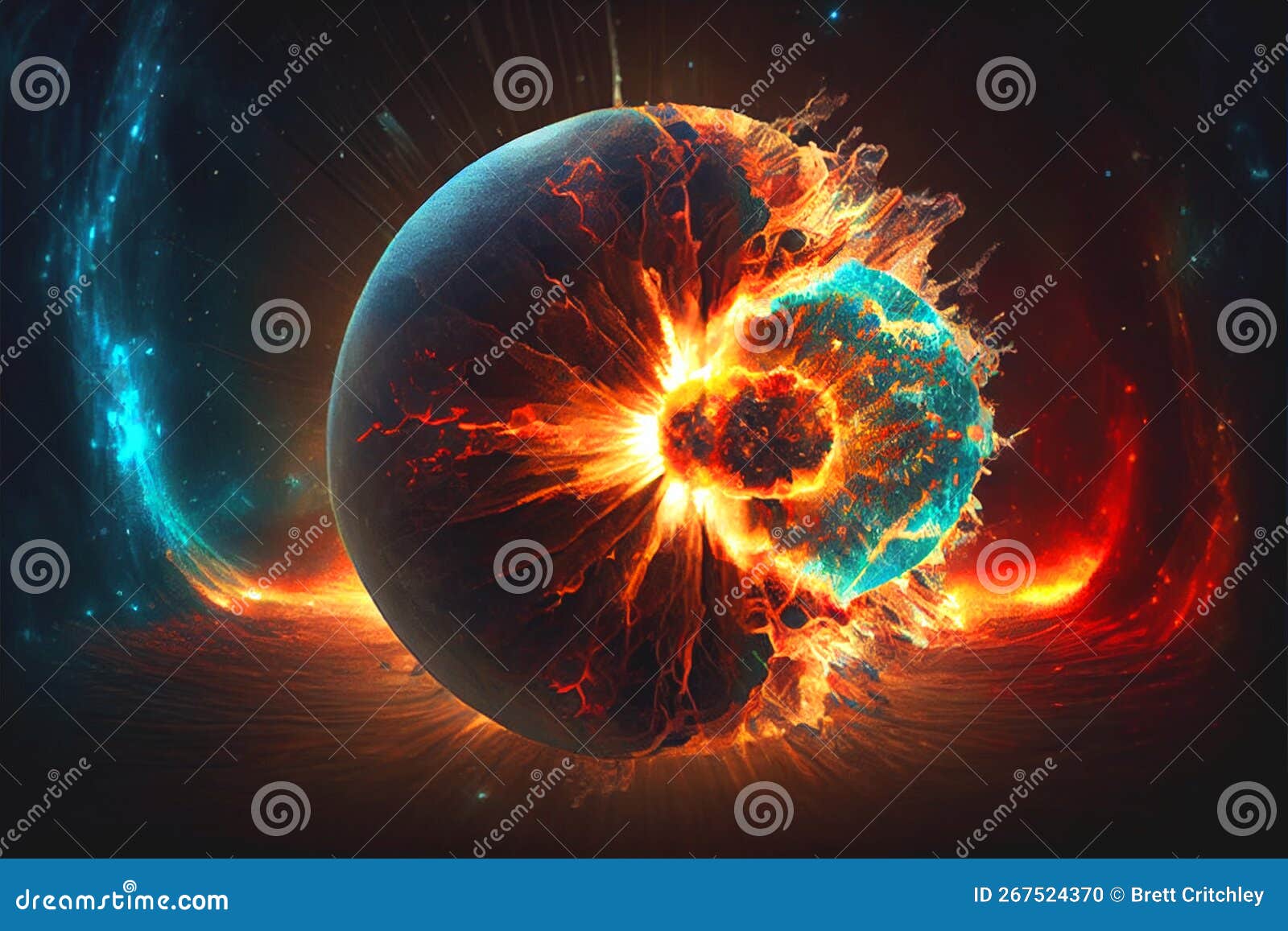 Asteroid Comet Smashing into Planet Stock Illustration - Illustration ...