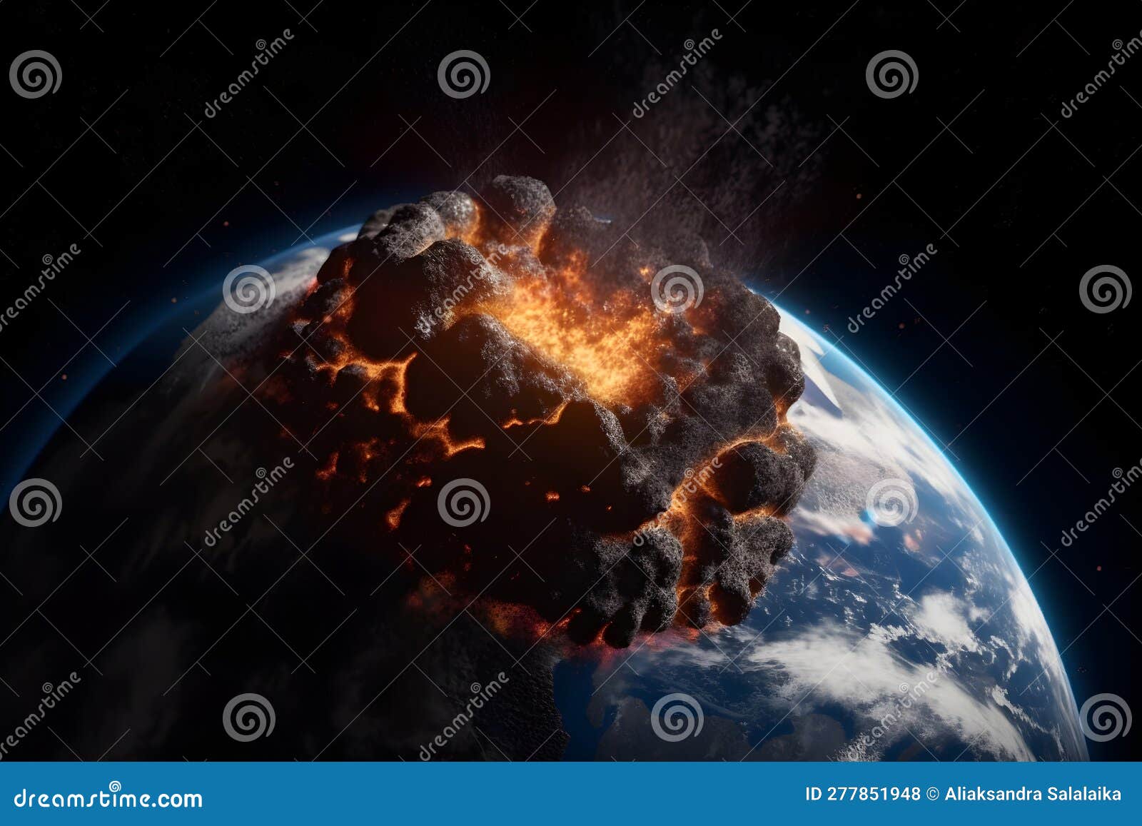 An Asteroid Crashes into Planet Earth. Generative Ai Stock Photo ...