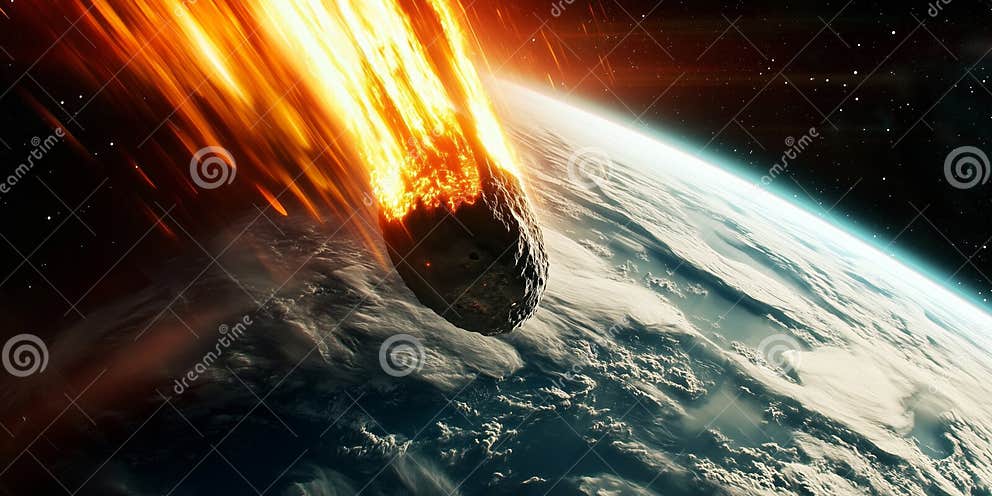 An Asteroid Crashing into Earth Stock Illustration - Illustration of ...