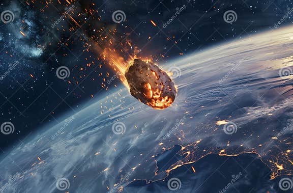 An Asteroid Crashing into Earth Stock Illustration - Illustration of ...