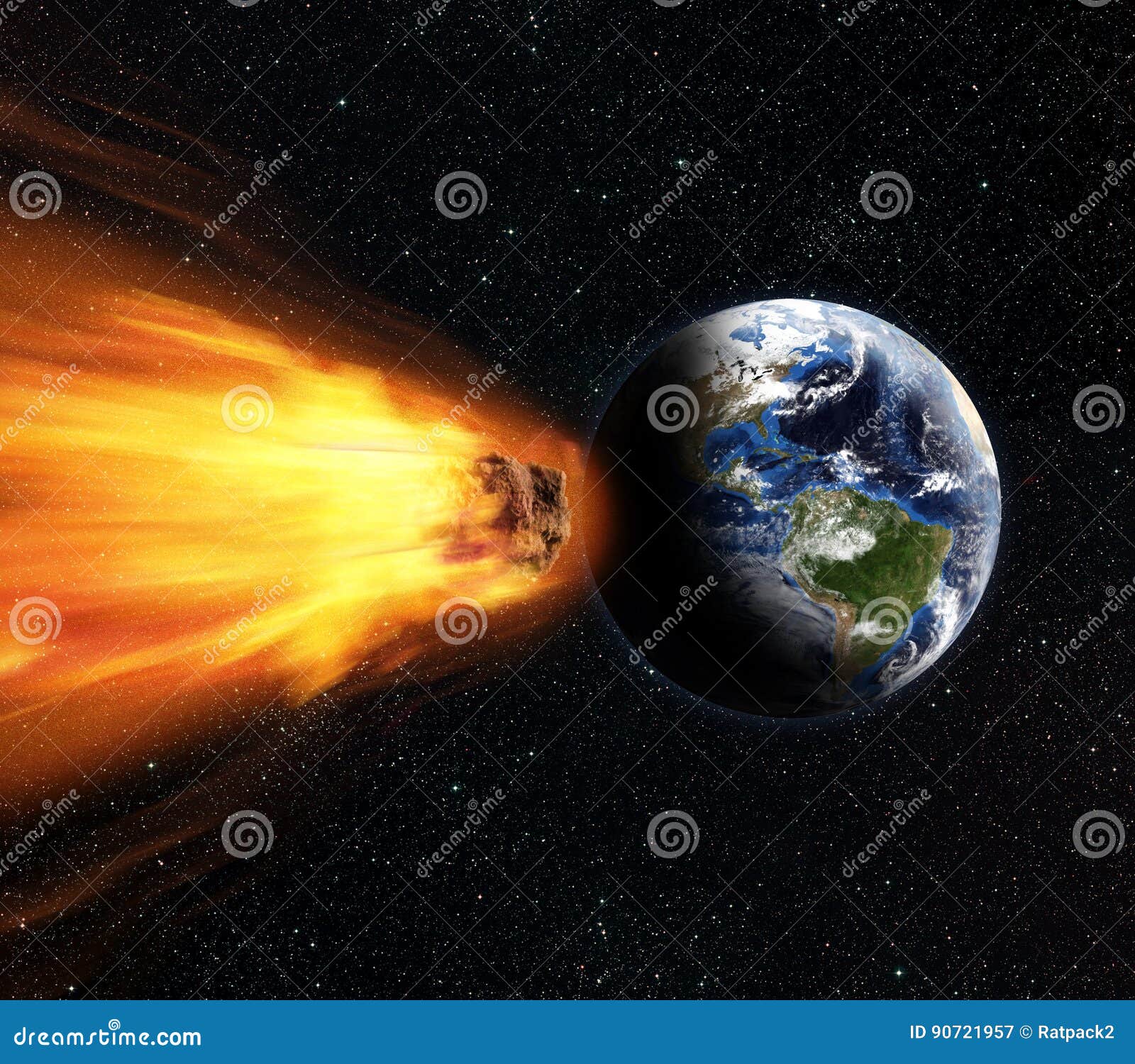 Asteroid Earth Collide stock illustration. Illustration of speed - 90721957