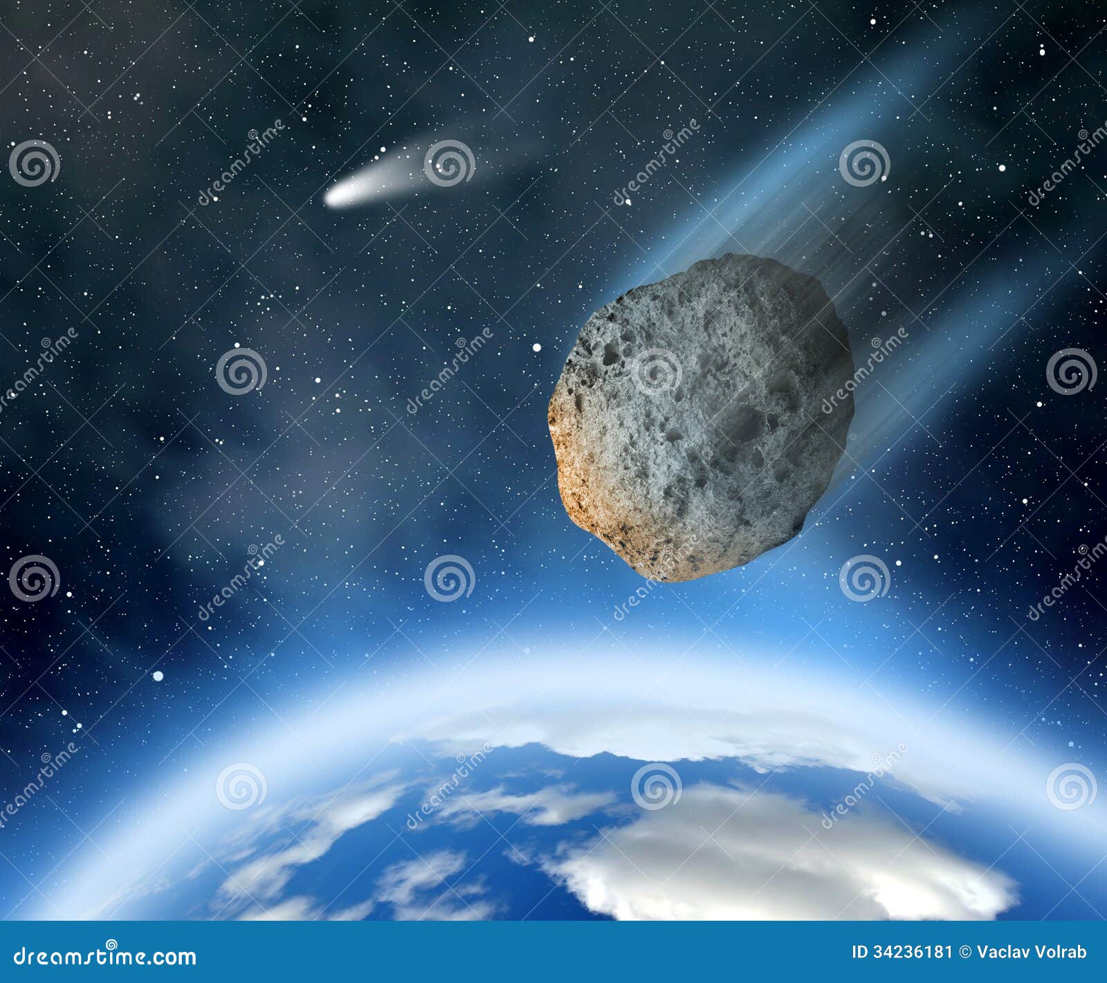Asteroid Falling On Earth Stock Image - Image: 34236181