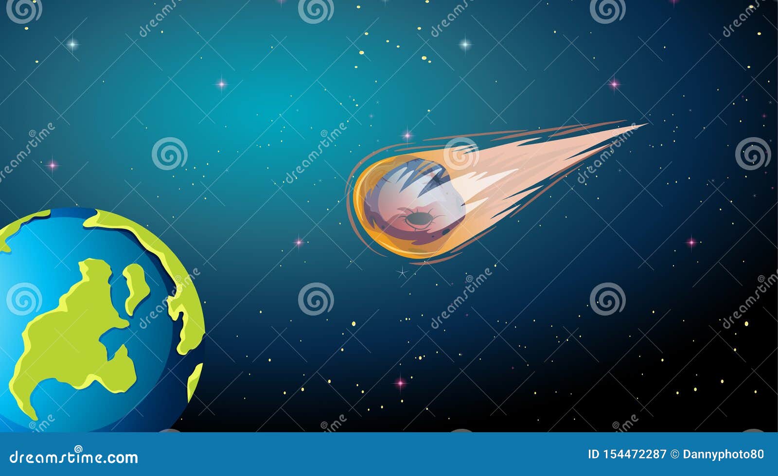 Asteroid Falling To Earth Scene Stock Vector - Illustration of stars ...