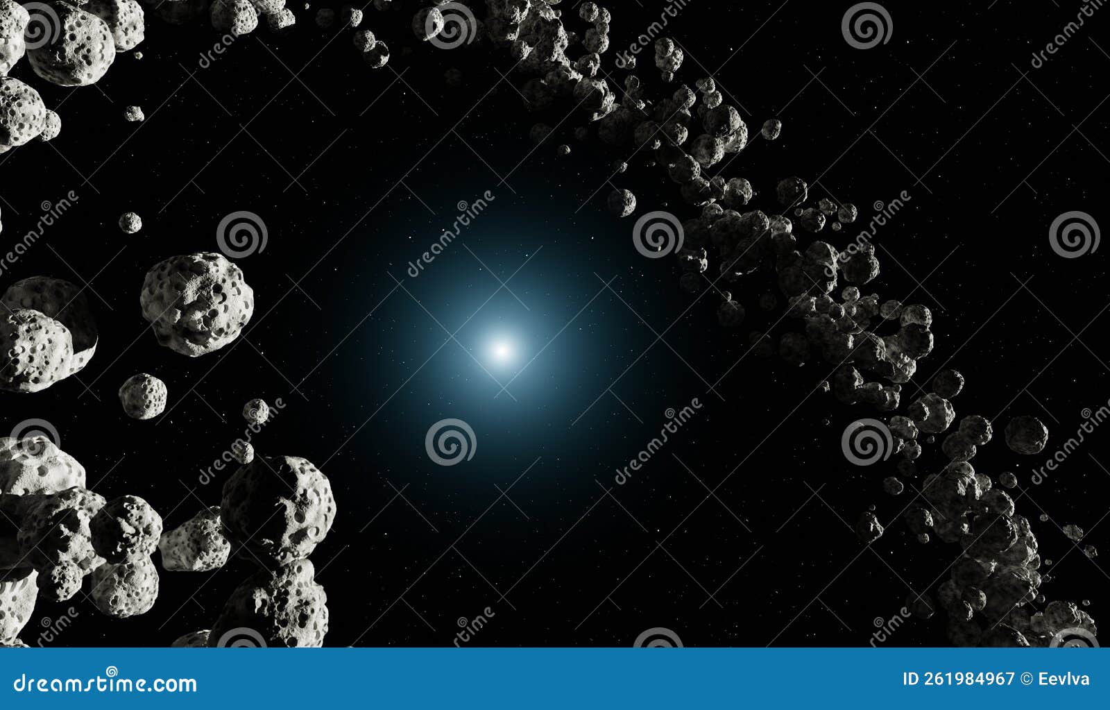 Asteroid Field in the Outer Space. Stock Illustration - Illustration of ...