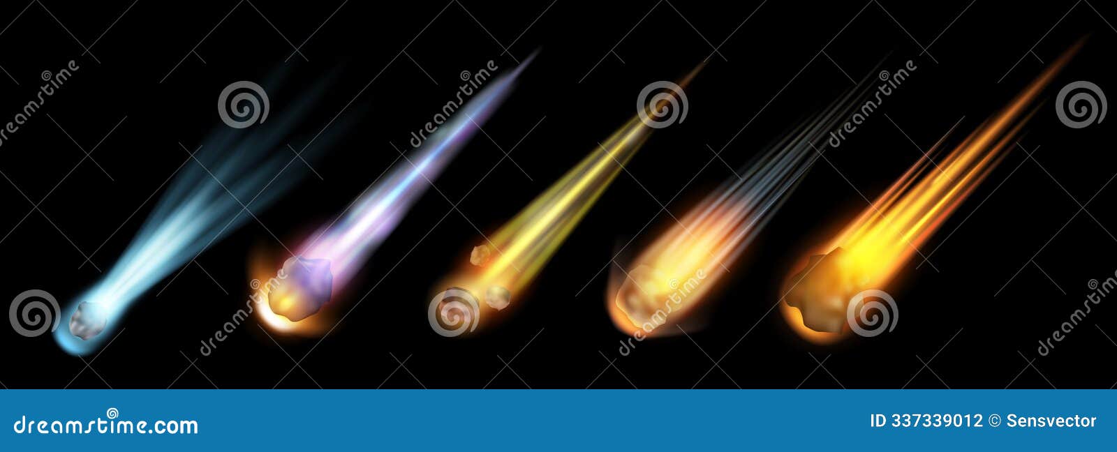 Asteroid with Fire Trail, Realistic Space Meteor Stock Illustration ...