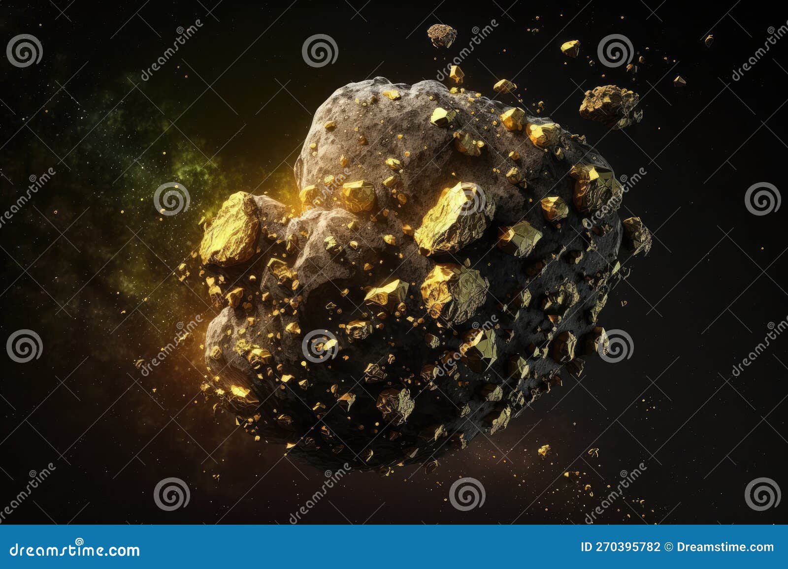 An Asteroid with Gold Mineral Stock Illustration - Illustration of rich ...